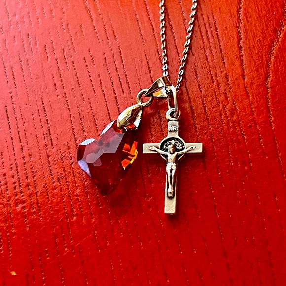 Jewelry | Sterling Silver Chain W Crucifix Sacred Heart Pendant | Poshmark